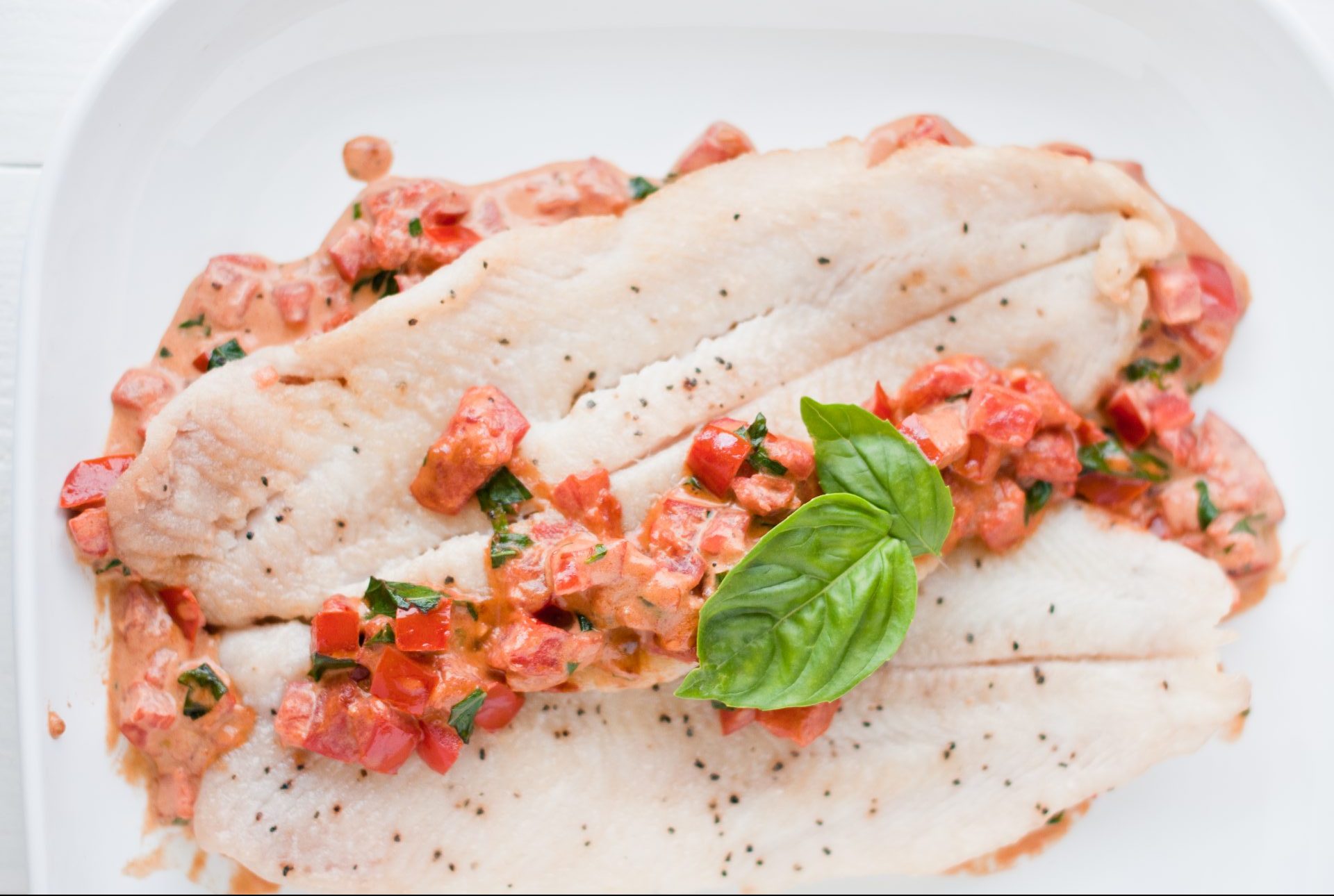 Seared Sole in Creamy Tomato Basil Sauce